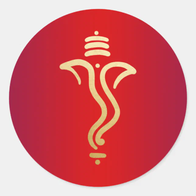 Red Gold Festive Ganesh/ Indian God Classic Round Sticker | Zazzle