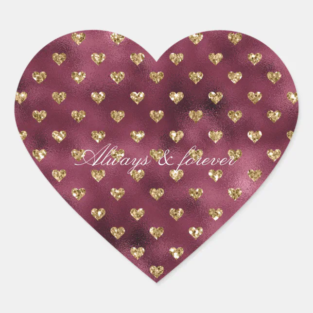 Red Gold Glitter Hearts Heart Sticker | Zazzle