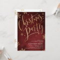 Red gold handwritten calligraphy Christmas Party Invitation | Zazzle