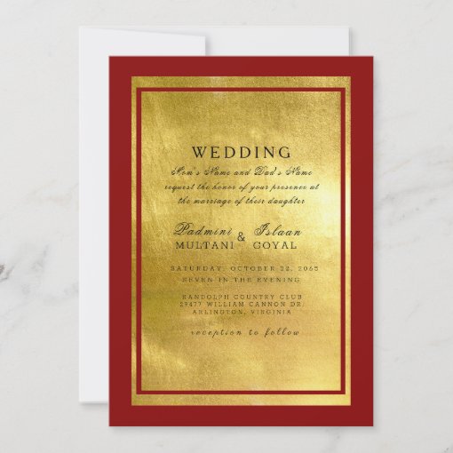 Red & Gold Indian Elephant Wedding Invitation | Zazzle