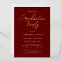 Red Gold Modern Calligraphy Graduation Party Foil Invitation | Zazzle