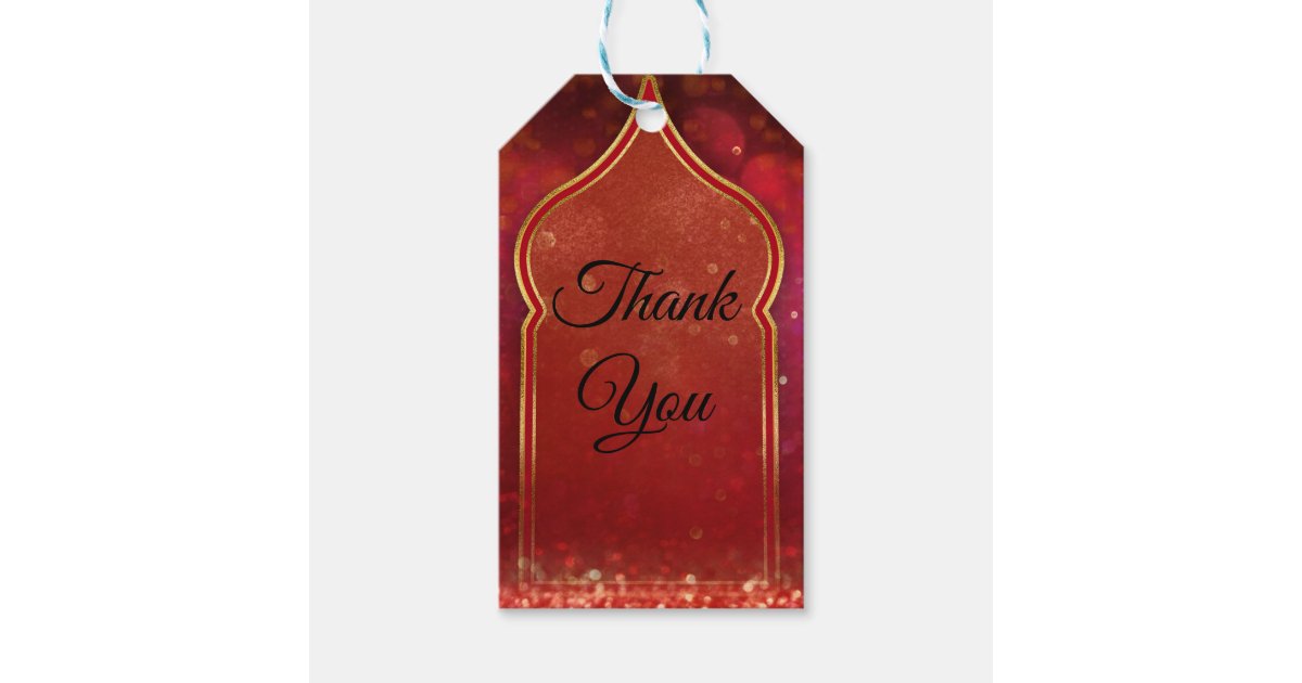 Red & Gold Moroccan Arabian Nights Wedding Favor Gift Tags | Zazzle