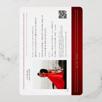 Red Gold Passport Travel Destination Wedding Real Foil Invitation | Zazzle