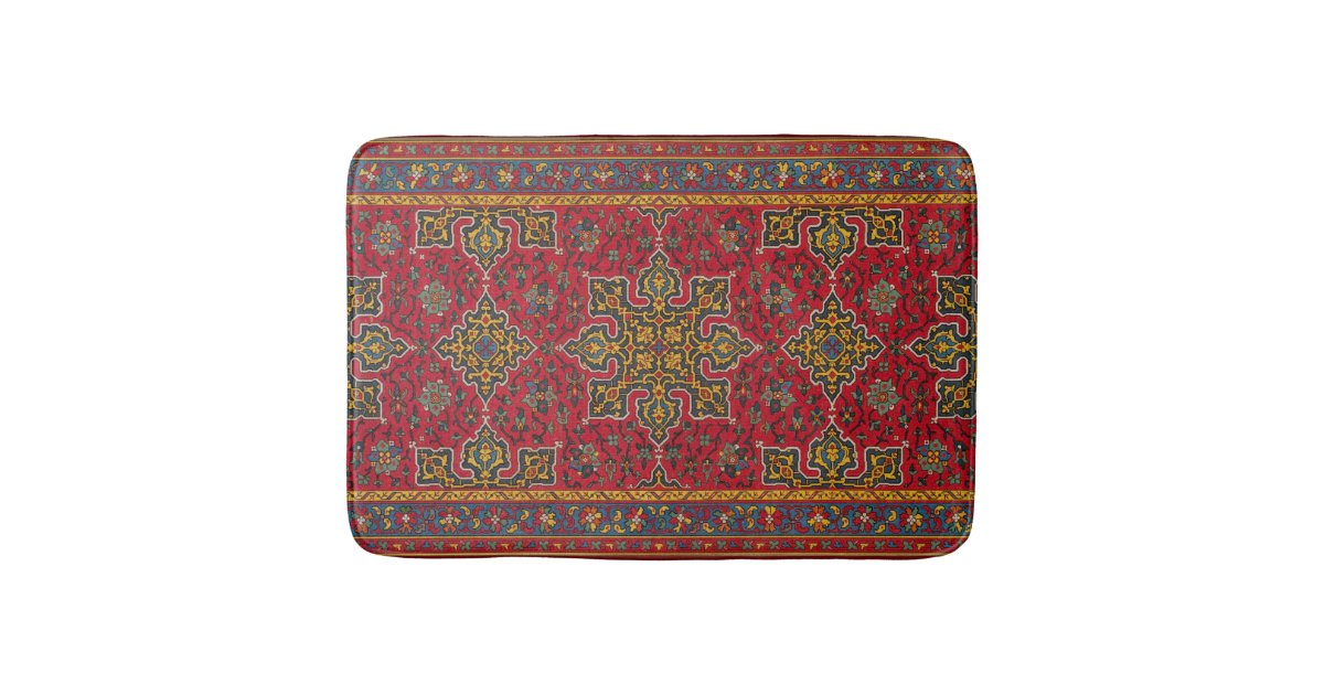 Red & Gold Persian Rug Bath Mat | Zazzle