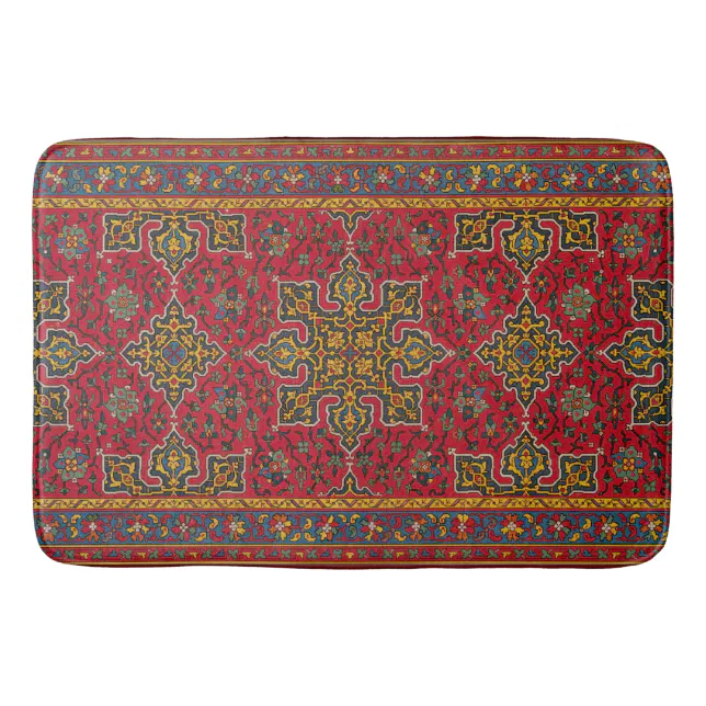 Red & Gold Persian Rug Bath Mat | Zazzle