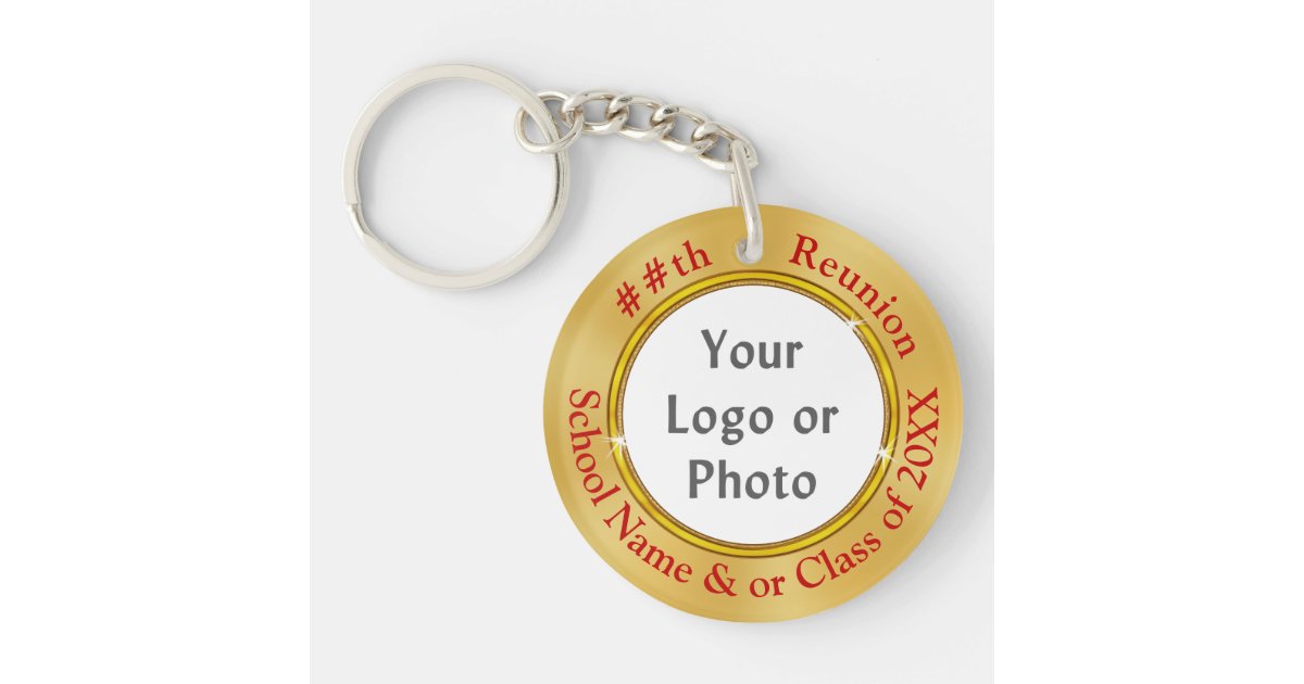 Red Gold Photo Personalize Class Reunion Souvenirs Keychain | Zazzle
