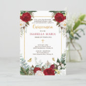 Red & Gold Quinceanera Invitation in Spanish | Zazzle