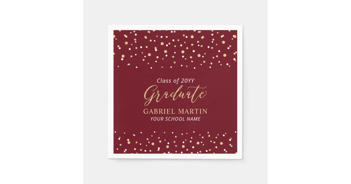 Red & Gold School Graduation Ceremony Party Napkins | Zazzle