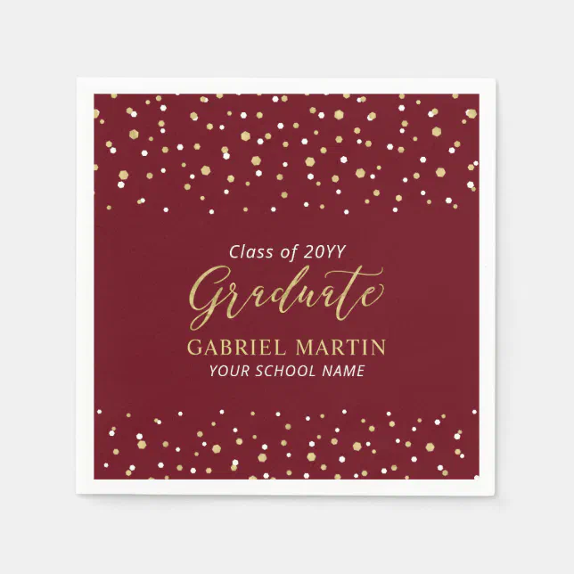 Red & Gold School Graduation Ceremony Party Napkins | Zazzle