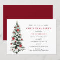Red Gold Traditional Tree Christmas Party Invitation | Zazzle