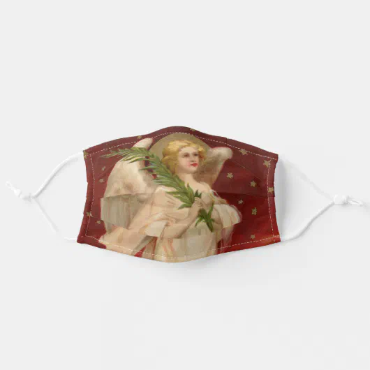Red Gold Victorian Christmas Angel Adult Cloth Face Mask | Zazzle