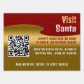 Red & Gold, Visit Santa, QR Code Queue Grotto Sign | Zazzle