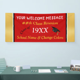 Red, Gold, White and Black Class Reunion Banner | Zazzle