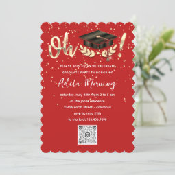 Red Golden Confetti Graduate Party QR Code Invitation | Zazzle