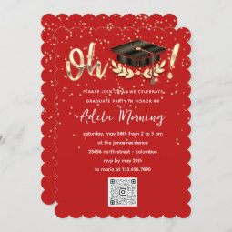 Red Golden Confetti Graduate Party QR Code Invitation | Zazzle