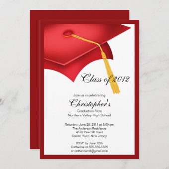 Red Grad Cap Graduation Party Invitation | Zazzle