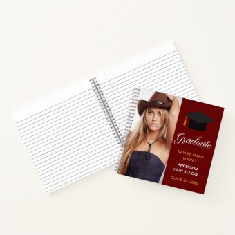 Red Graduate Photo Autograph Graduation Guest Notebook | Zazzle