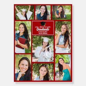 Red Graduate Photo Collage Custom Graduation Party Foam Board | Zazzle