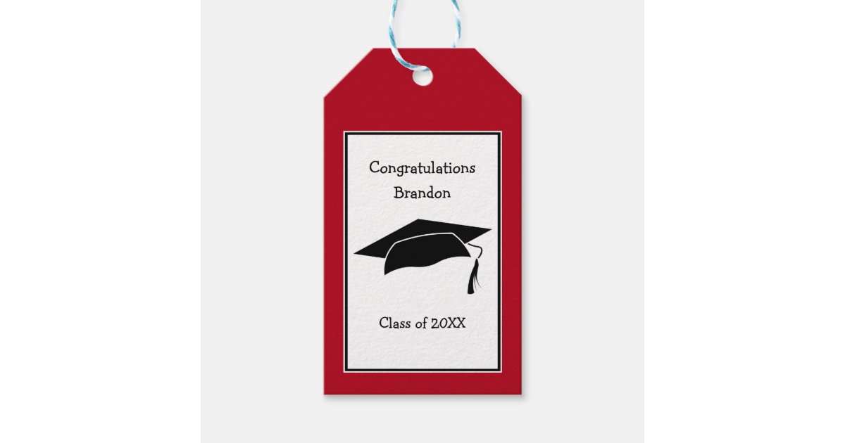Red Graduation Cap Congratulations Gift Tags | Zazzle