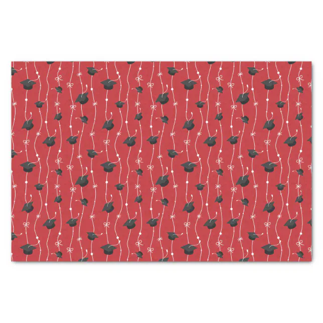Red Graduation Caps and Ribbon Tissue Paper | Zazzle
