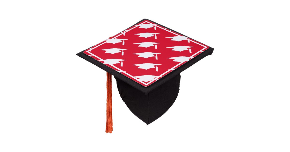 Red Graduation Caps Pattern Graduation Cap Topper | Zazzle