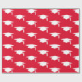 Red Graduation Caps Pattern - Graduation Wrapping Paper | Zazzle