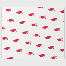 Red Graduation Caps Pattern - Graduation Wrapping Paper | Zazzle