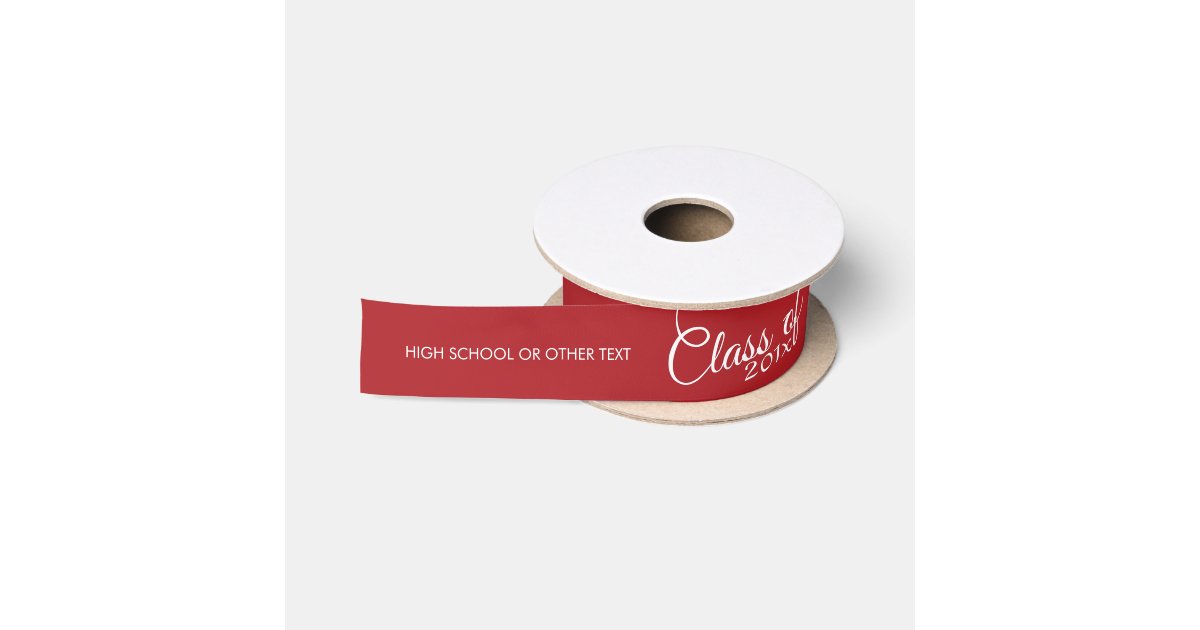 Red Graduation Class of Custom Year and Text Satin Ribbon | Zazzle