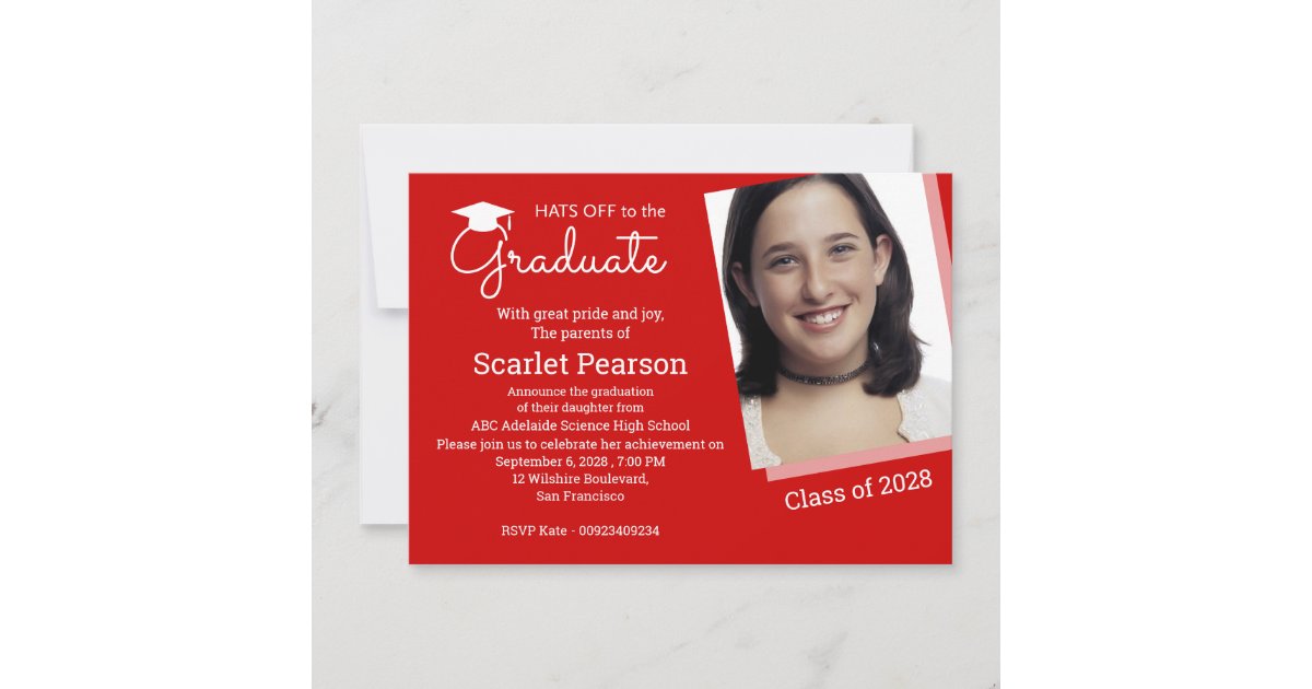 Red Graduation Party Celebration Invitation | Zazzle