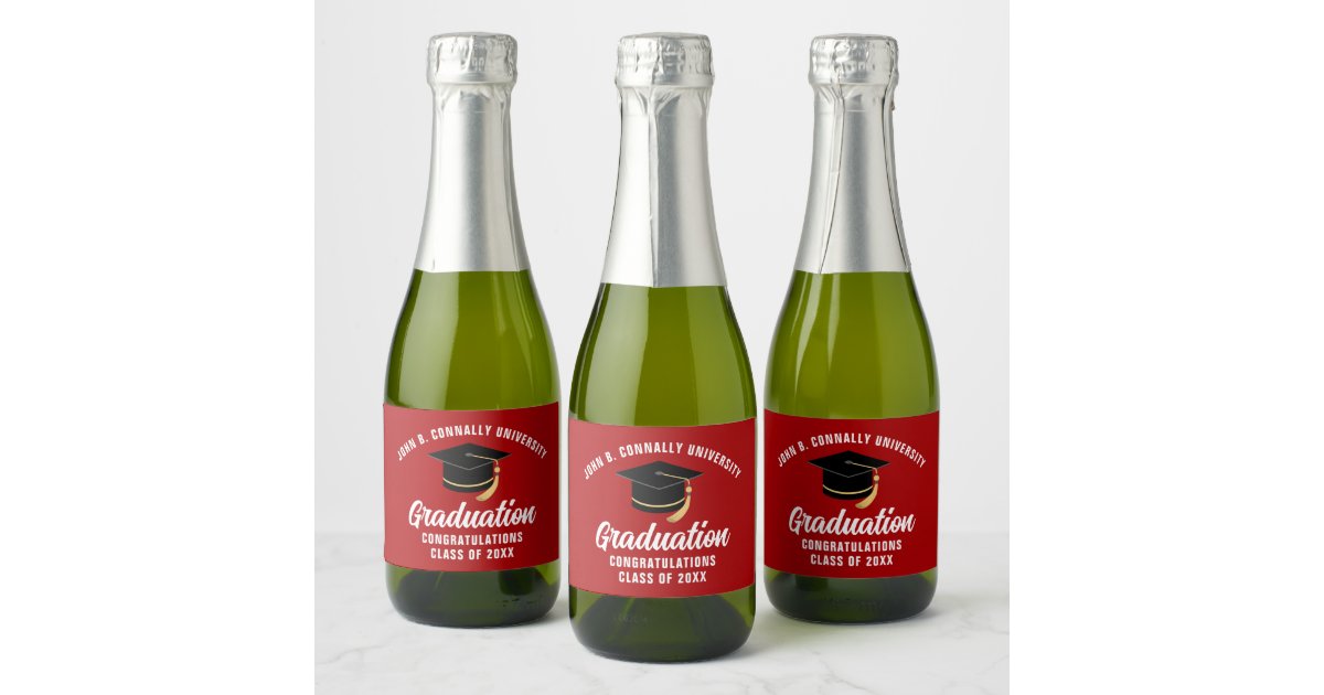 Red Graduation Party Personalized Sparkling Wine Label | Zazzle