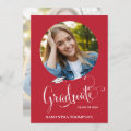 Red Graduation Party Script Photo Custom Invitation | Zazzle