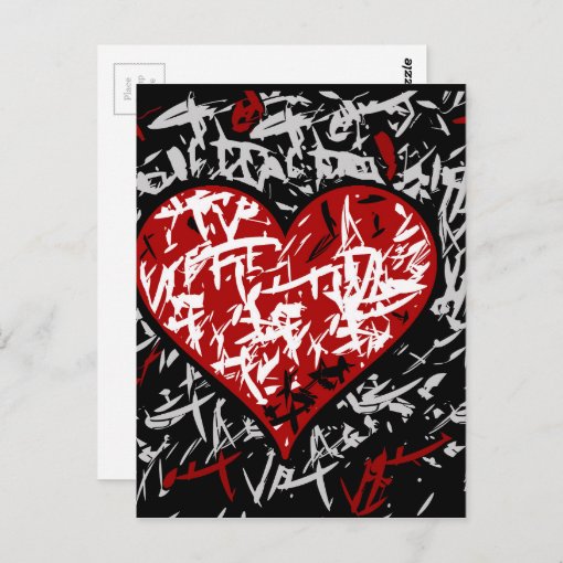 Red graffiti hart postcard | Zazzle