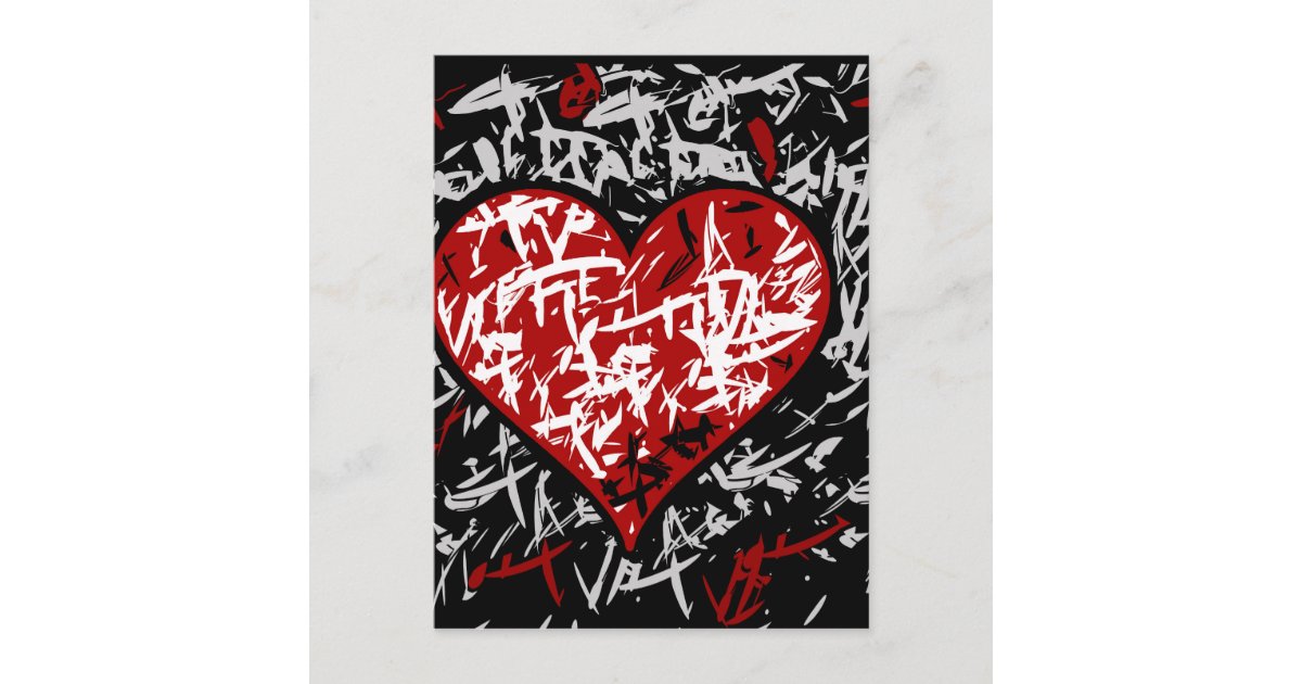 Red graffiti hart postcard | Zazzle