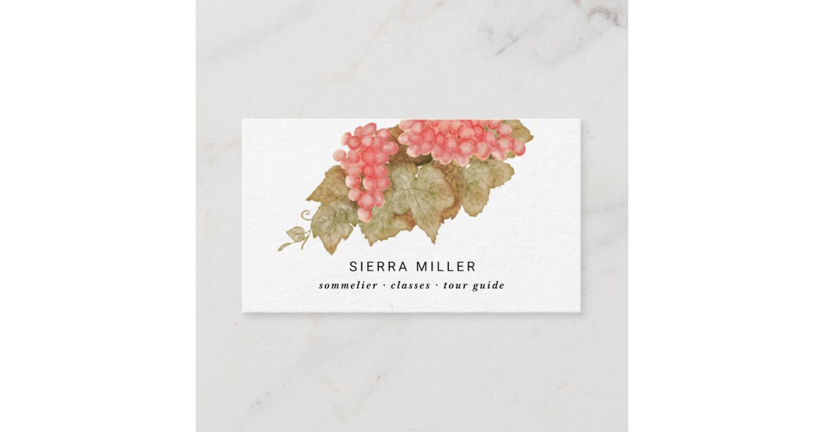 red grapes wine tour guide business card | Zazzle