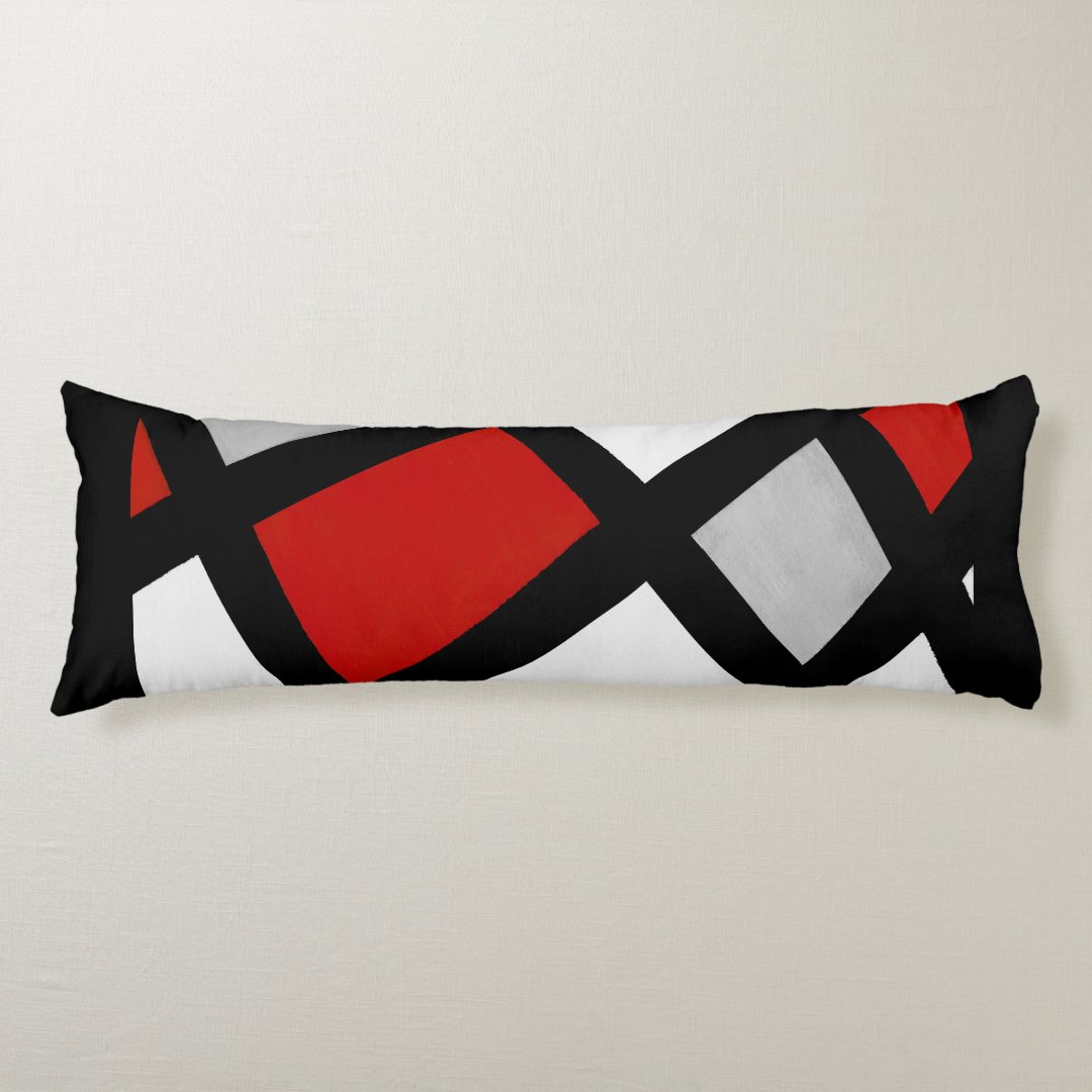Red Gray Black White Geometric Body Pillow | Zazzle