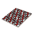Red Gray Black White Geometric Pattern Ceramic Tile | Zazzle