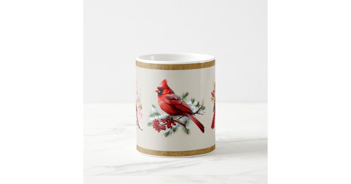 Red Gray & Gold Cardinal Mug | Zazzle