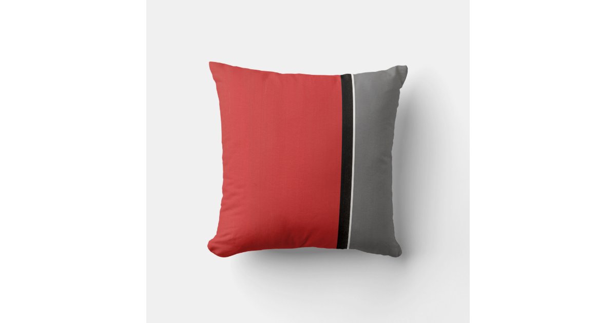 Red Gray Modern Throw Pillow | Zazzle