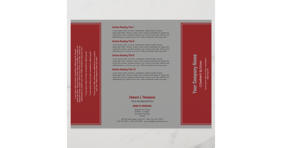 Red Gray Simple Border Brochure | Zazzle