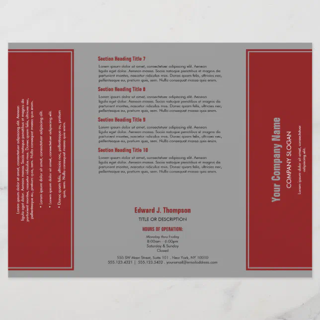 Red Gray Simple Border Brochure | Zazzle