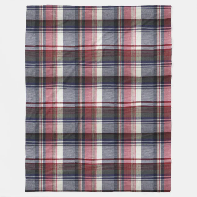 Red Gray Tartan Plaid Fleece Blanket | Zazzle