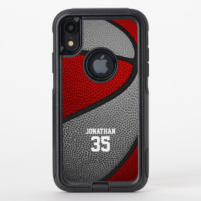red gray team colors personalized basketball OtterBox iPhone case ...