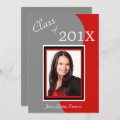 Red Gray Wave Photo Graduation Party Invitation | Zazzle
