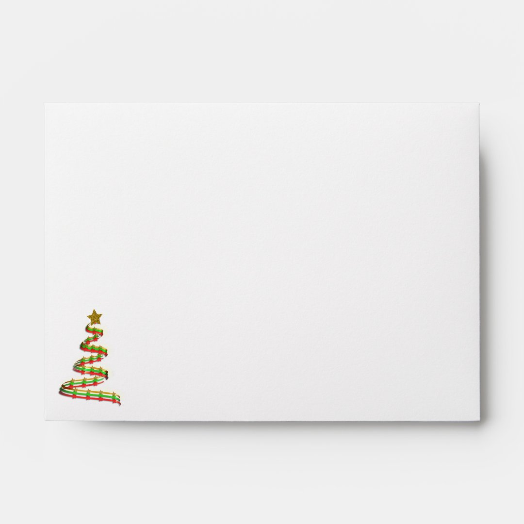 Red, Green and Gold Art Merry Christmas Tree Envelope | Zazzle