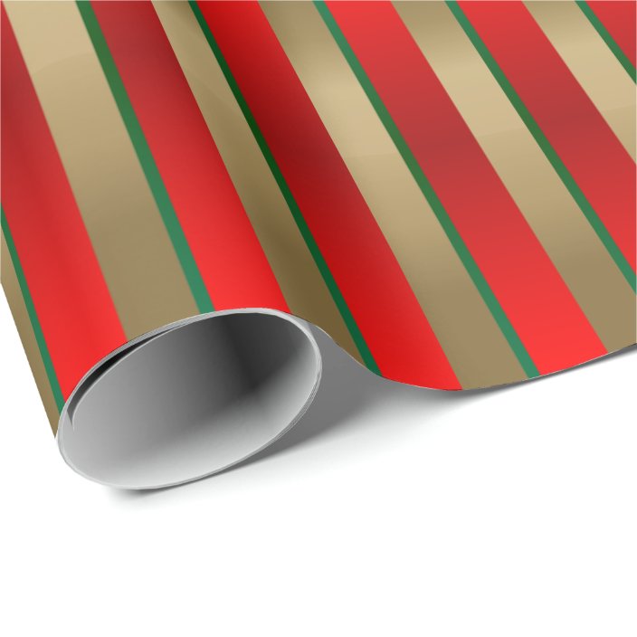 Red, Green and Gold Christmas Stripes Wrapping Paper | Zazzle.com