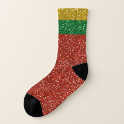 Red Green And Gold Glitter Socks | Zazzle