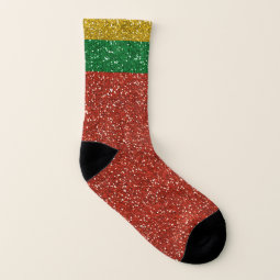 Red Green And Gold Glitter Socks | Zazzle
