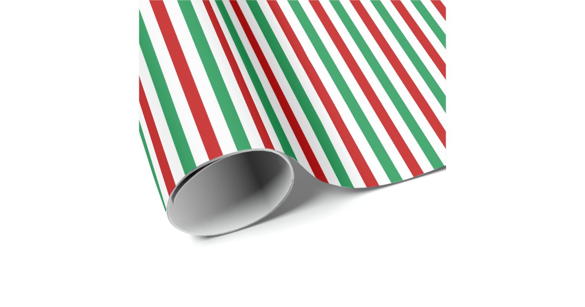 Red, Green and White Stripes | Christmas Wrapping Paper | Zazzle
