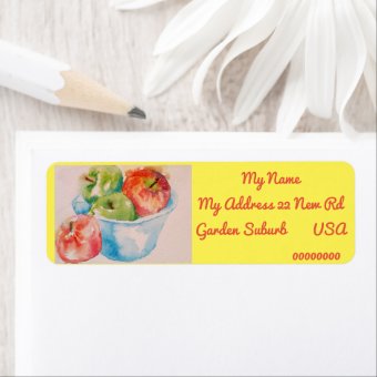 Red Green Apples Watercolour Return Address Labels | Zazzle