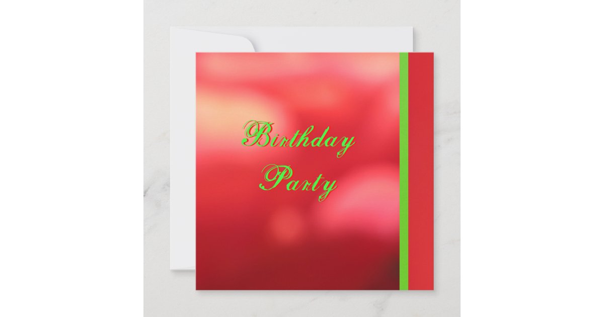 Red Green Birthday Party Invitation | Zazzle
